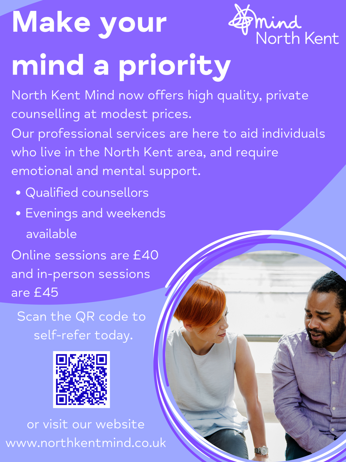 Private counselling poster – North Kent Mind